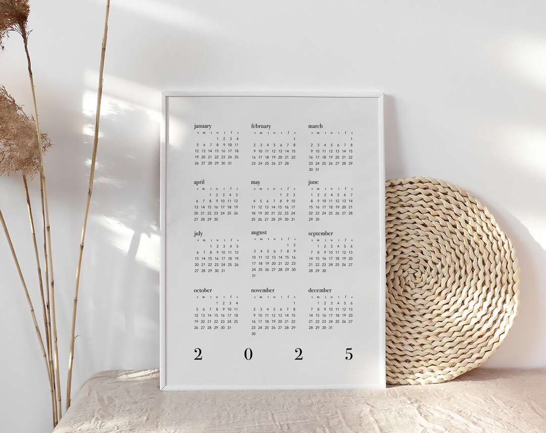 2025 Minimalist Printable Calendar, One Page Modern Wall Calendar, 12 ...