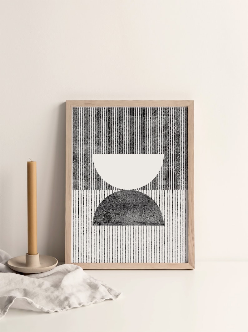 Geometric Block Print Line Wall Art Modern Wall Art - Etsy