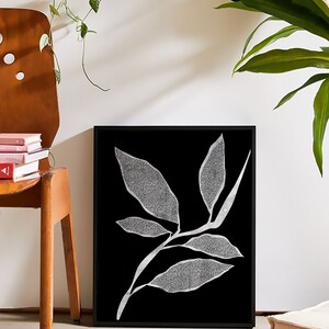 Boho Black and White Plant Wall Art, Abstract Digital Download, Modern ...