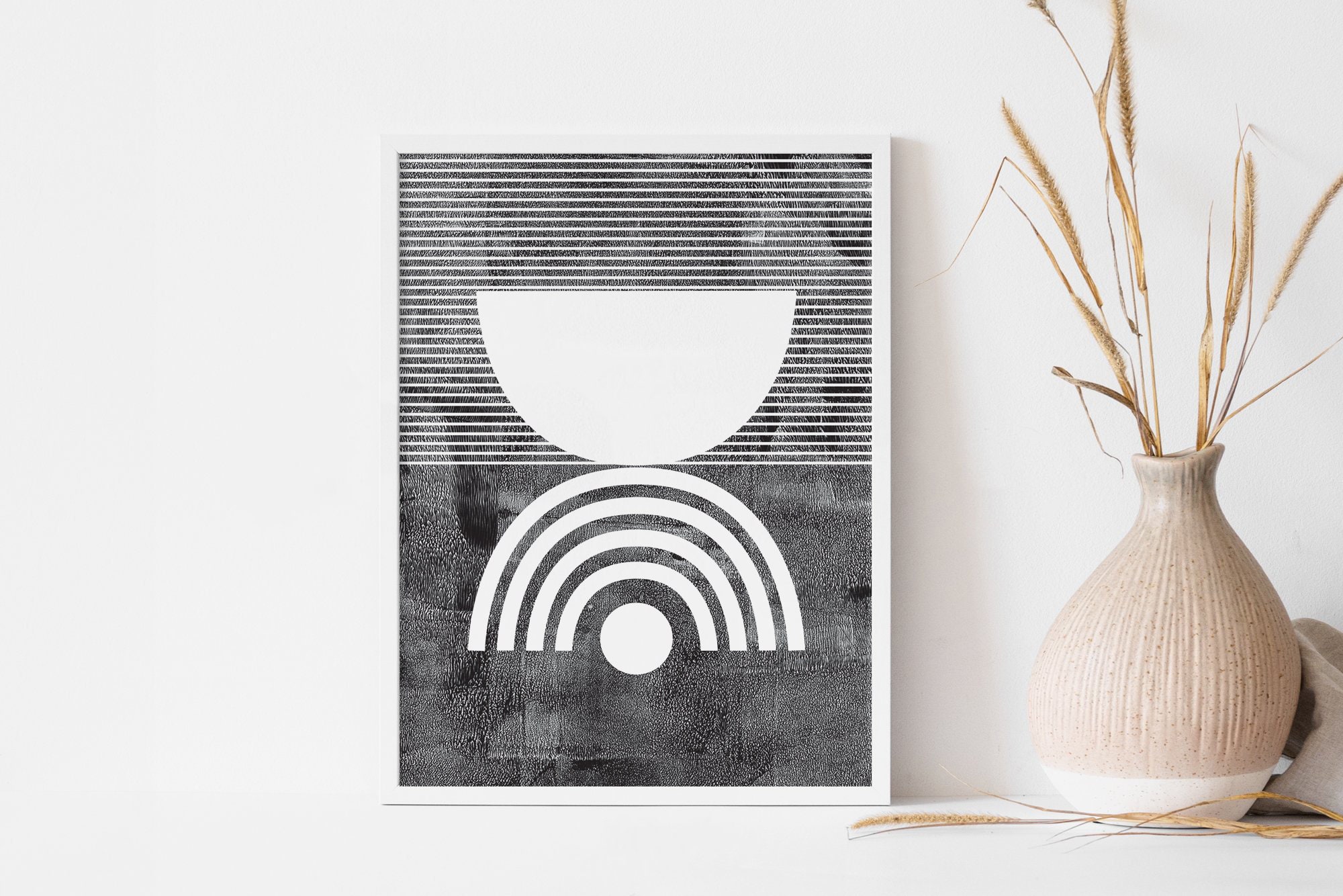 Geometric Block Print Wall Art Minimalist Art Mid-century - Etsy
