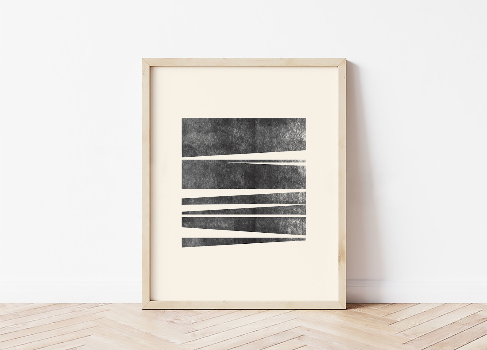 Geometric Black and Beige Abstract Shape Wall Art, Minimalist Mid ...