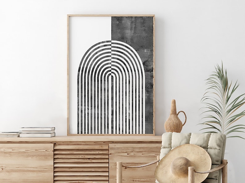 Geometric Wood Print Arch Art Modern Wall Art Printable Wall | Etsy