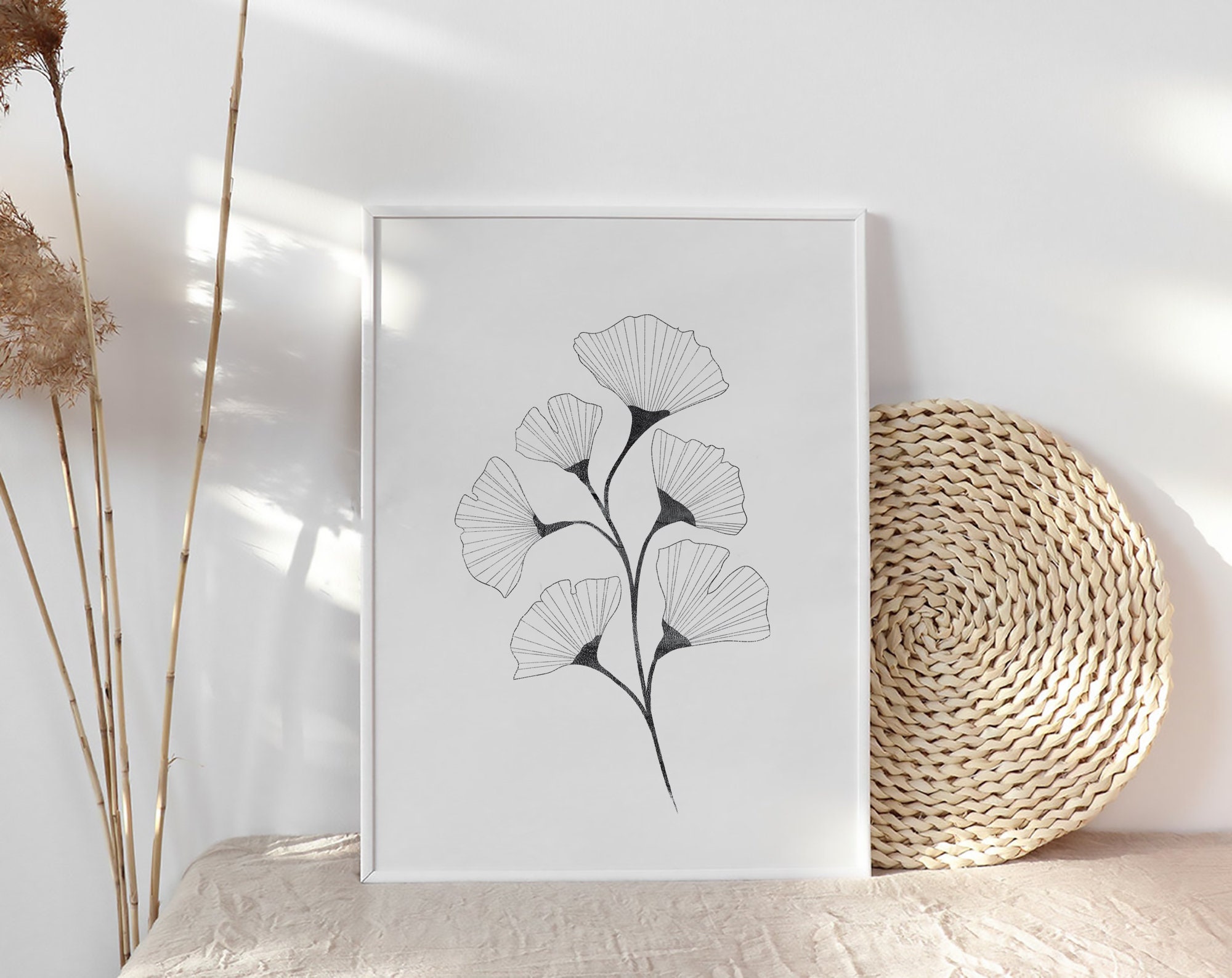 Black and White Abstract Plant Line Drawing Modern Minimal - Etsy