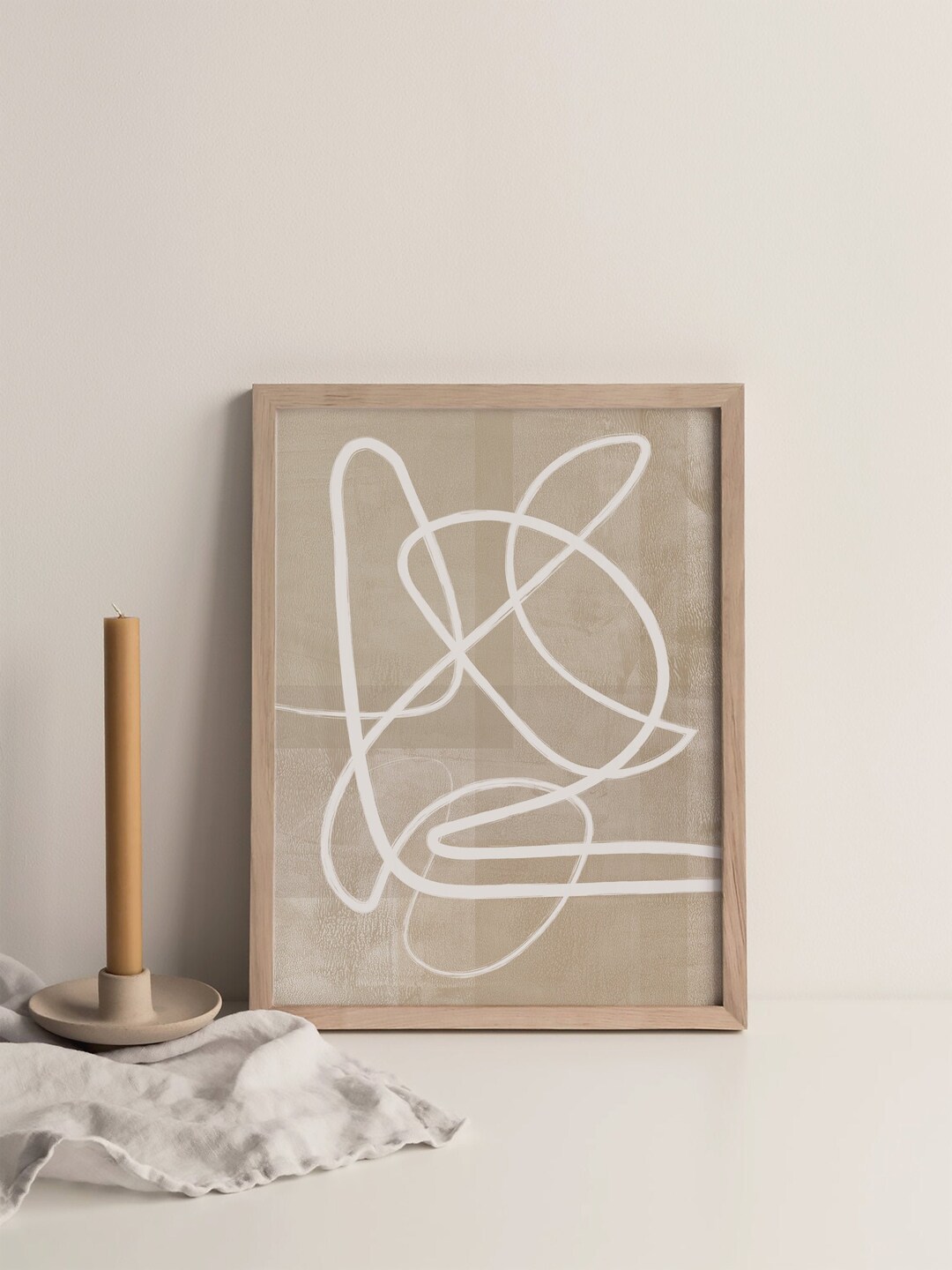 White and Beige Abstract Line Print, Printable Wall Art, Minimalist Art ...