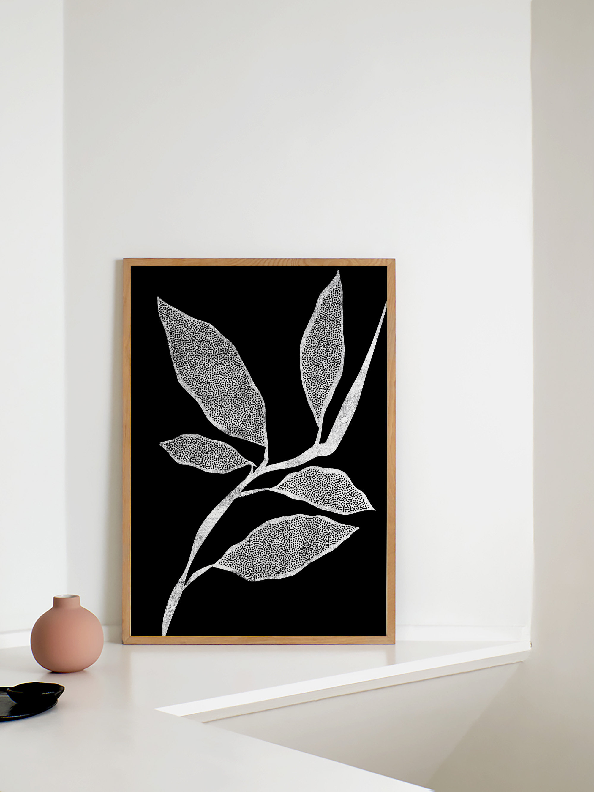 Boho Black and White Plant Wall Art Abstract Digital - Etsy