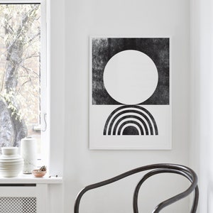 Set of 2 Geometric Arch Black and White Print, Minimalist Art, Mid ...