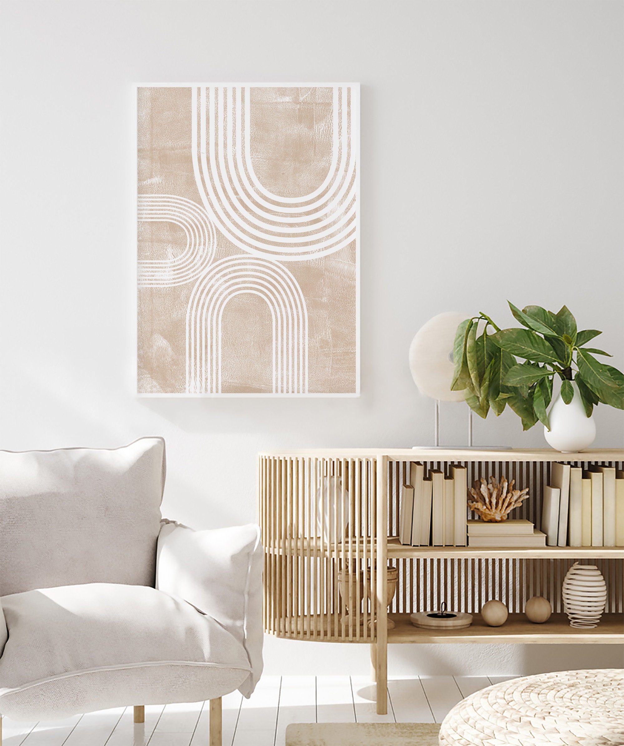 Abstract Beige Arch Wall Art Mid-century Modern Minimal - Etsy