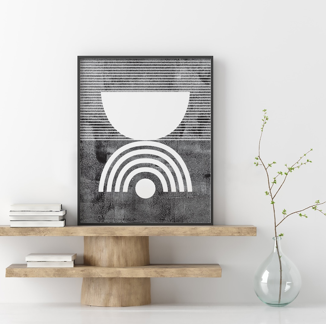 Geometric Block Print Wall Art, Minimalist Art, Mid-century Modern ...