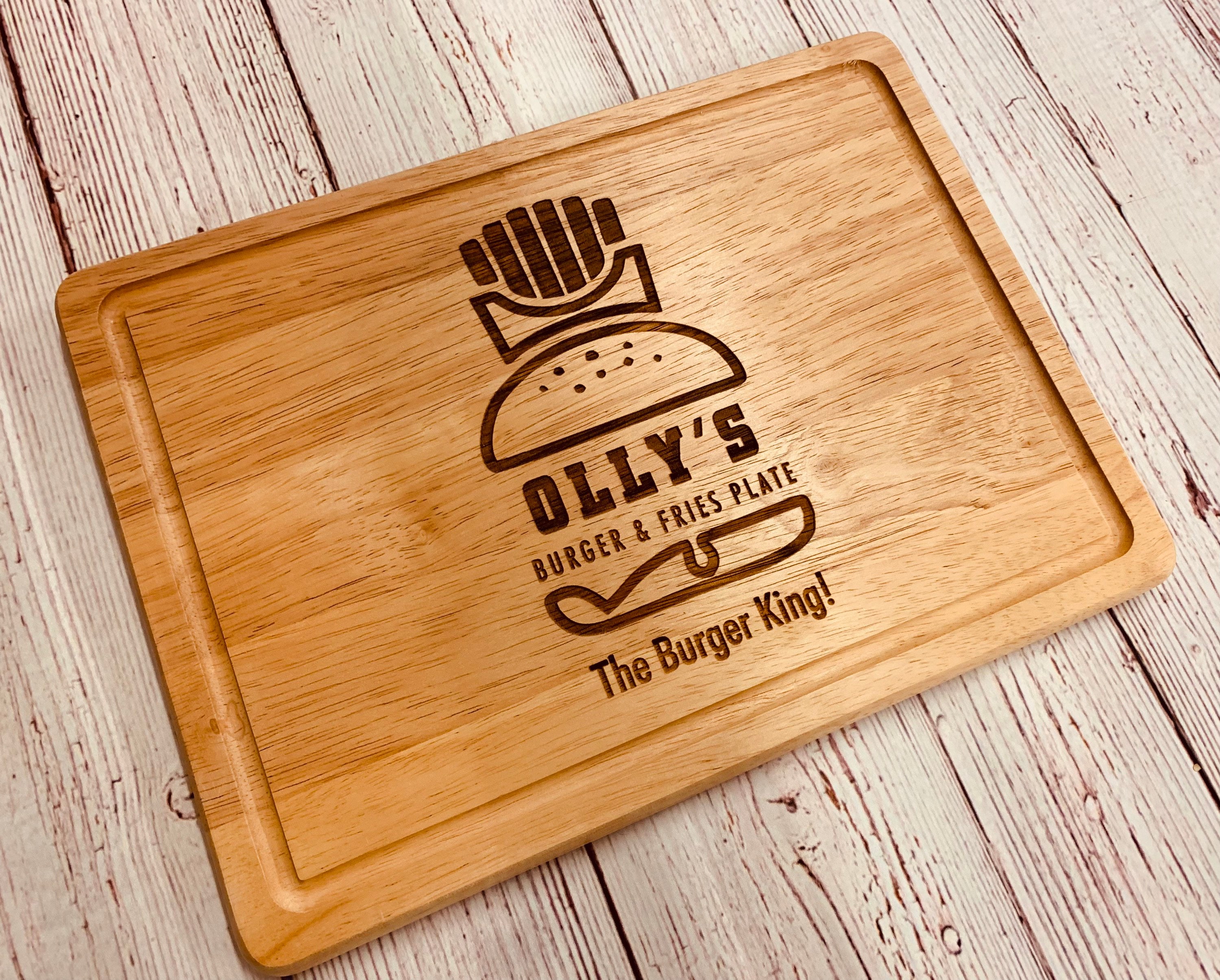 Personalised Wooden Burger Plate, Dad's Burger Board, Serving Platter ...