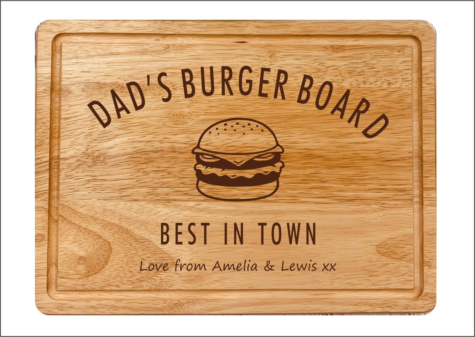 Personalised Wooden Burger Plate, Dad's Burger Board, Serving Platter ...