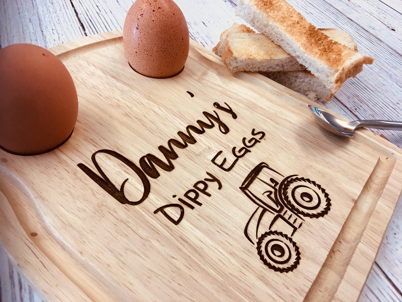 Personalised Dippy Egg Board With Tractor Design Perfect Gift - Etsy