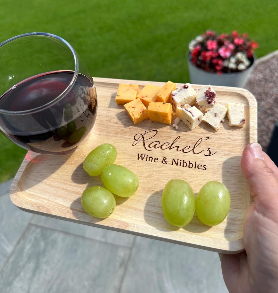 Personalised Wine & Nibbles Board, Sip and Dip Tray, Christmas Snack ...