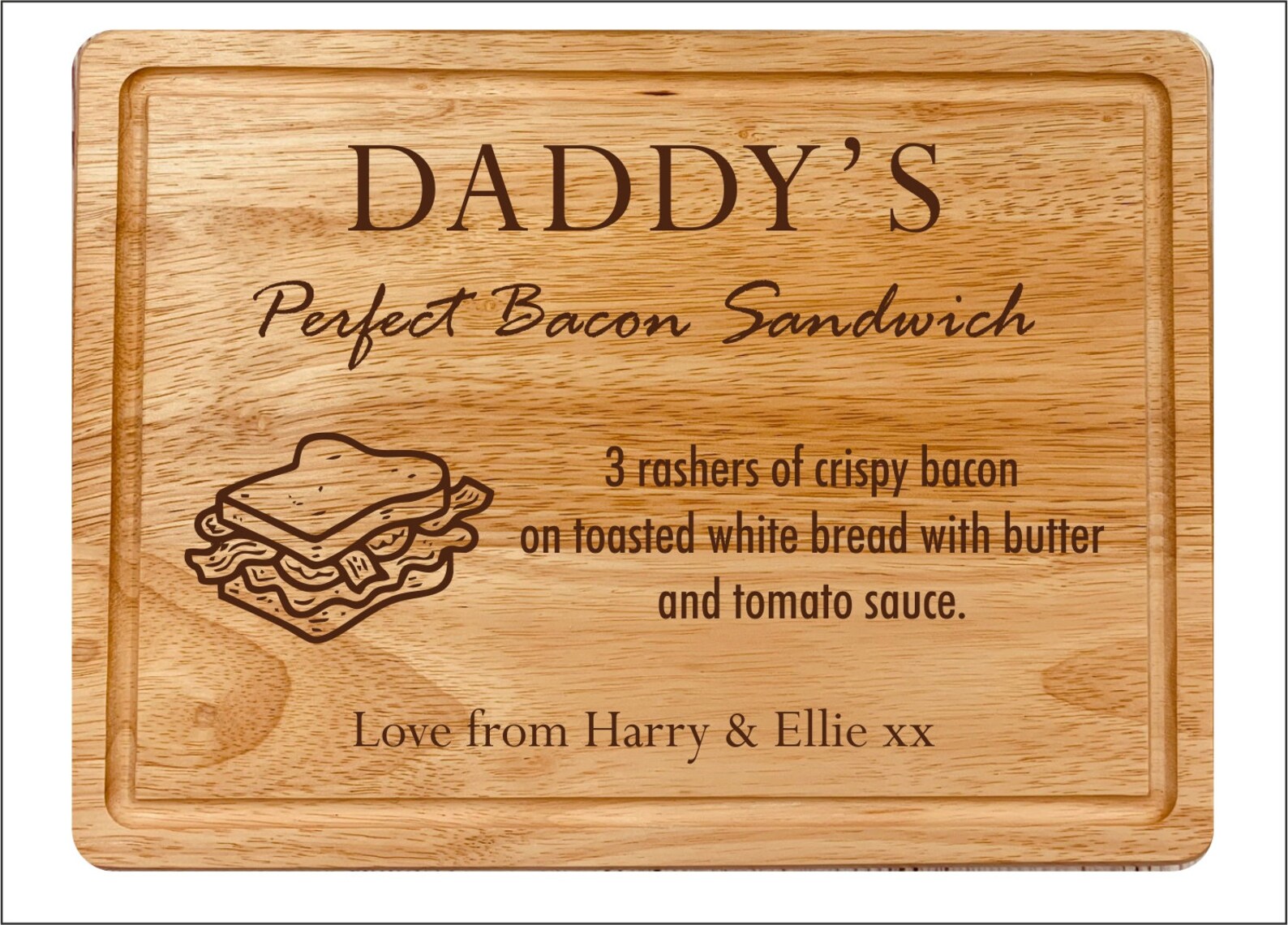 Personalised Wooden Bacon Sandwich Plate Perfect Bacon - Etsy UK