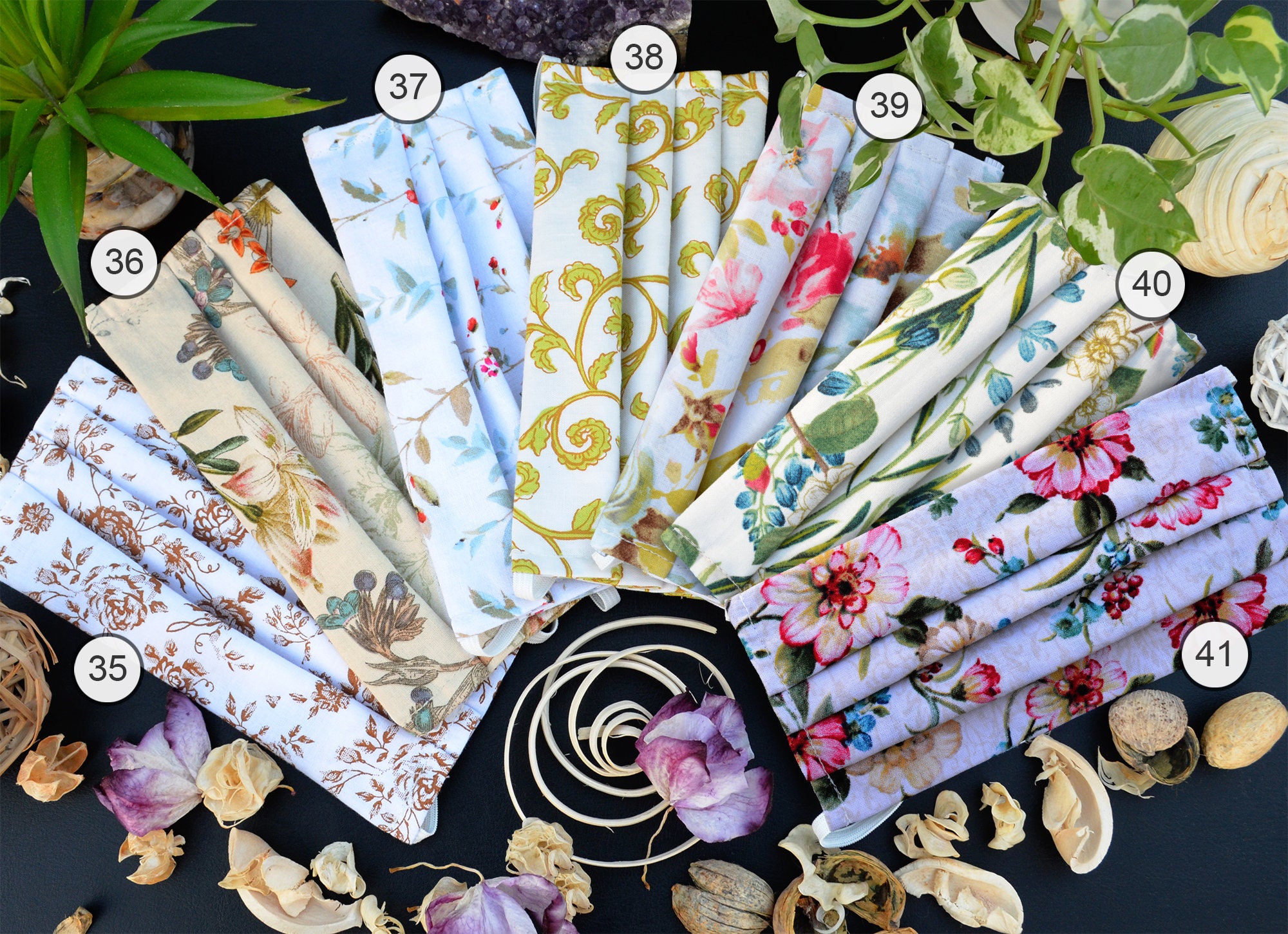 Floral Handmade Dual Layer Cotton Pleated Face Mask With - Etsy