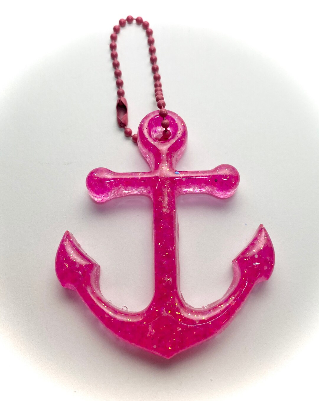 Pink Glitter Anchor Keyring - Etsy