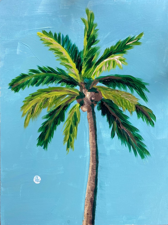 Palm Tree Original Painting Palm Tree Wall Art Decor Coastal - Etsy