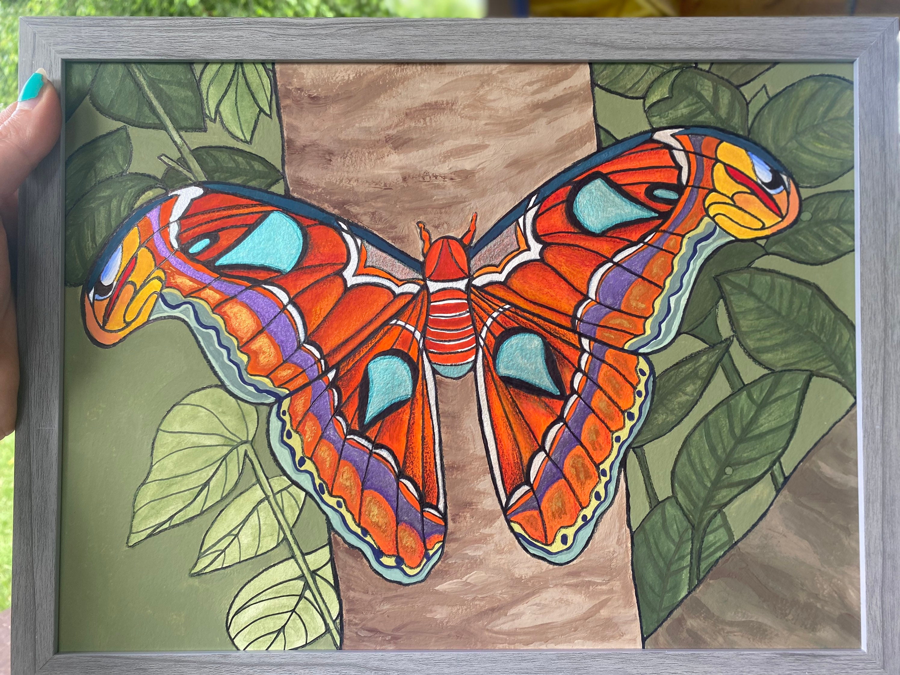 Moth Wall Art Painting, Original Atlas Moth Shimmer Painting, 9”x12 ...