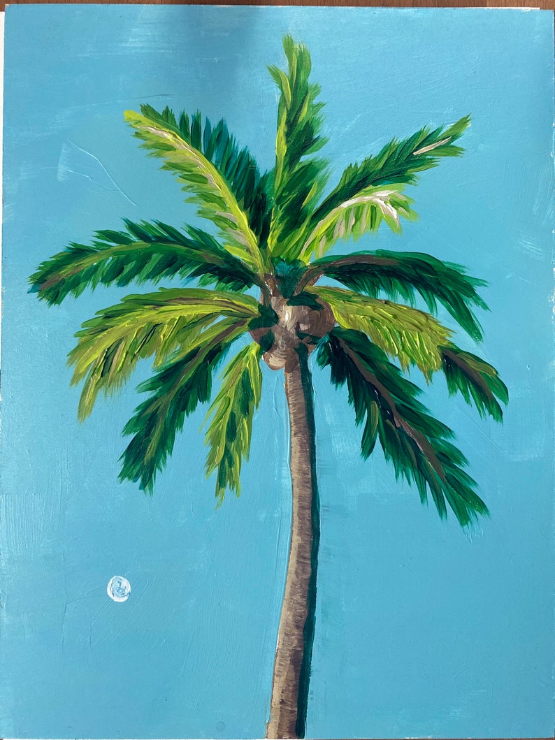 Palm Tree Original Painting - Palm Tree Wall Art Decor - Coastal Wall ...