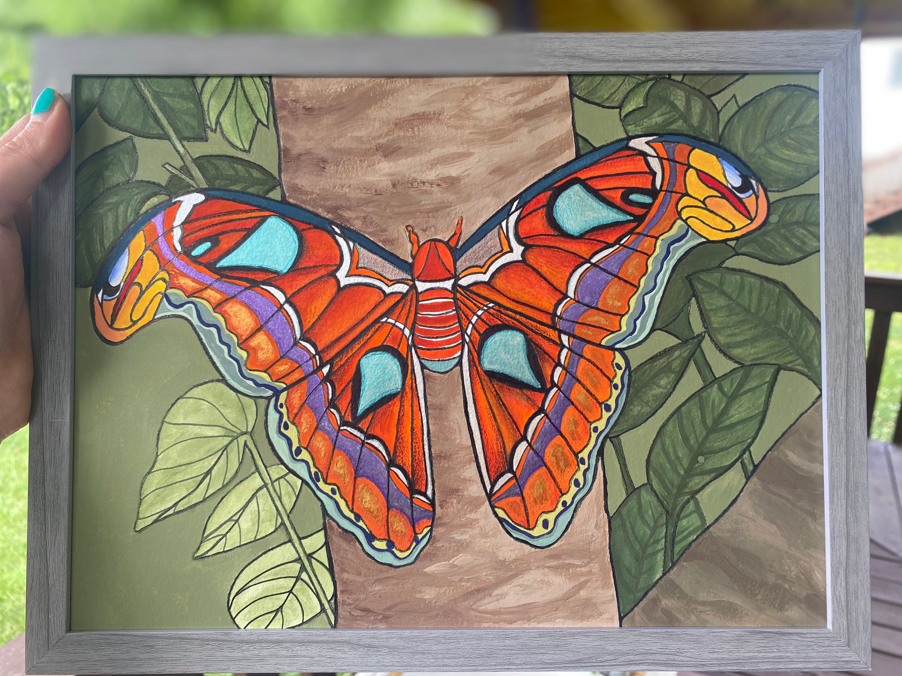 Moth Wall Art Painting, Original Atlas Moth Shimmer Painting, 9”x12 ...