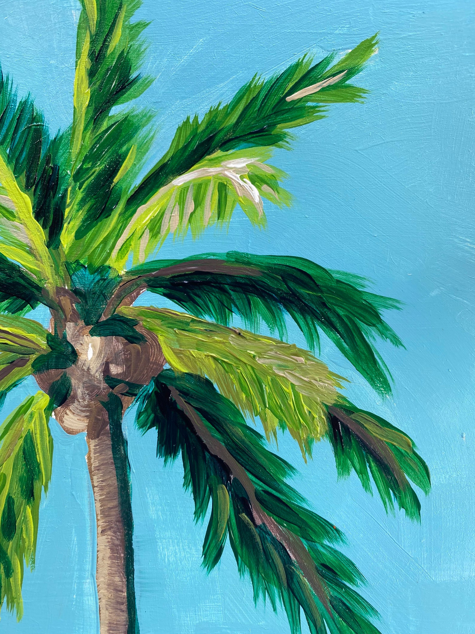 Palm Tree Original Painting - Palm Tree Wall Art Decor - Coastal Wall ...