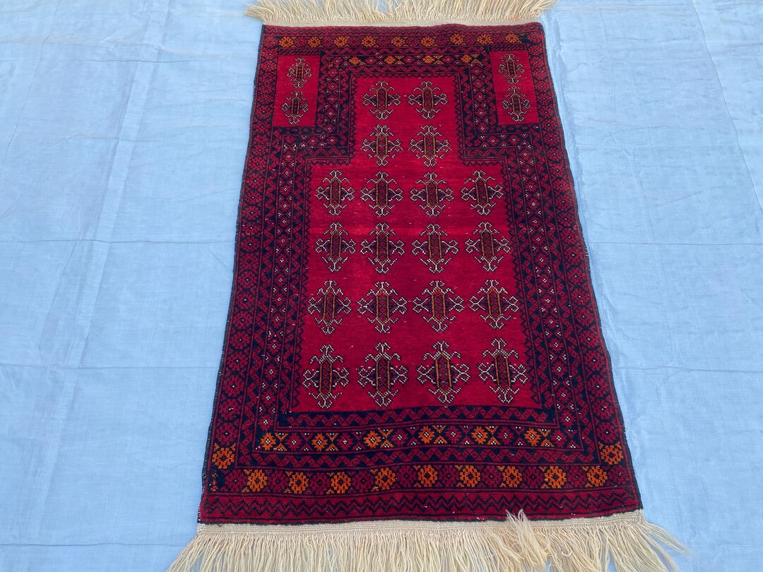 2.5x4 Ft Mouri Afghan Antique Rug Geometric Natural Wool Veg Dyes Rug ...