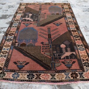Handmade Vintage Antique Pictorial Rug 2.10x4.8 Ft Oriental - Etsy