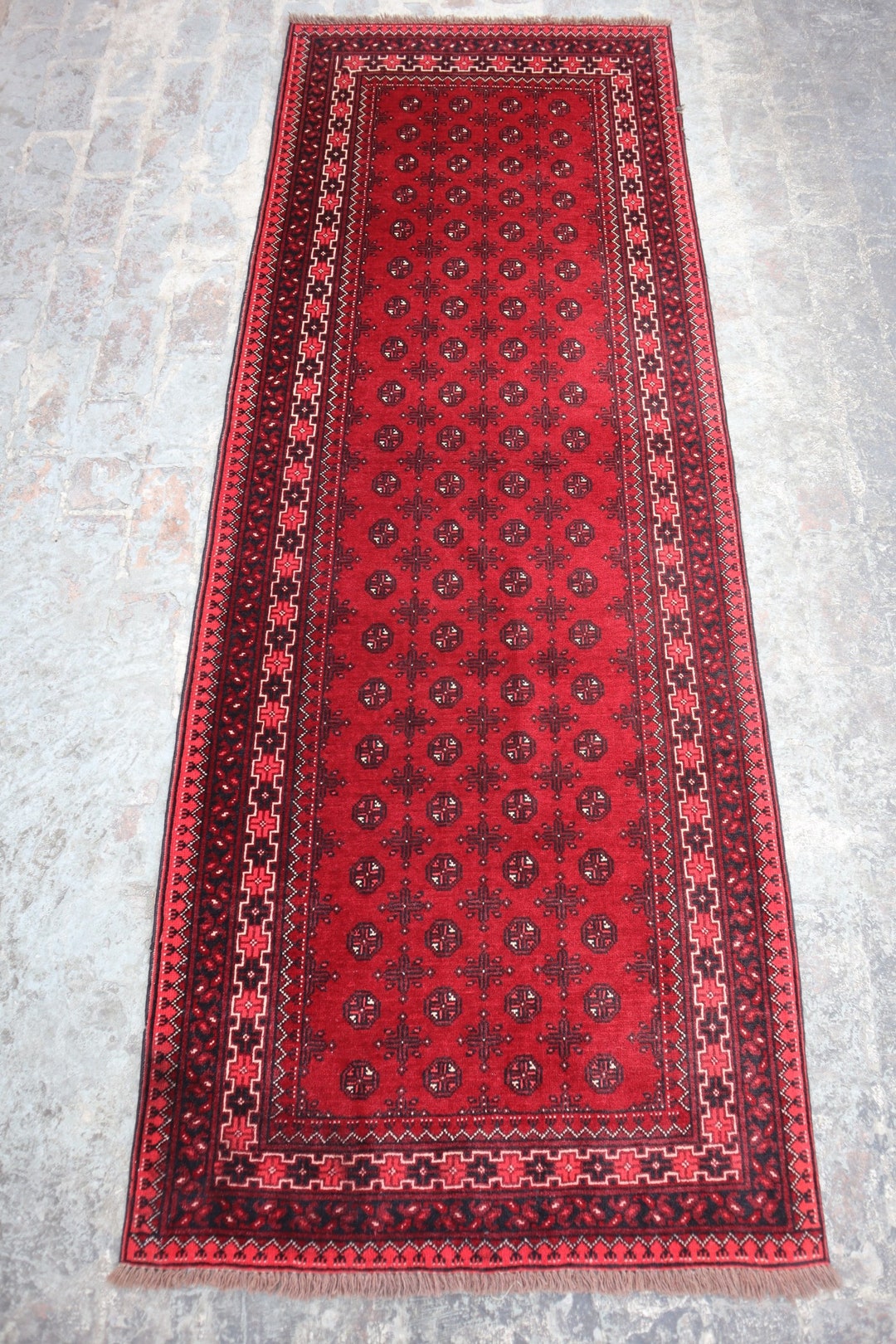 Tribal Wide Runner Red Afghan Hand Knotted Veg Dye Wool Runner - Etsy