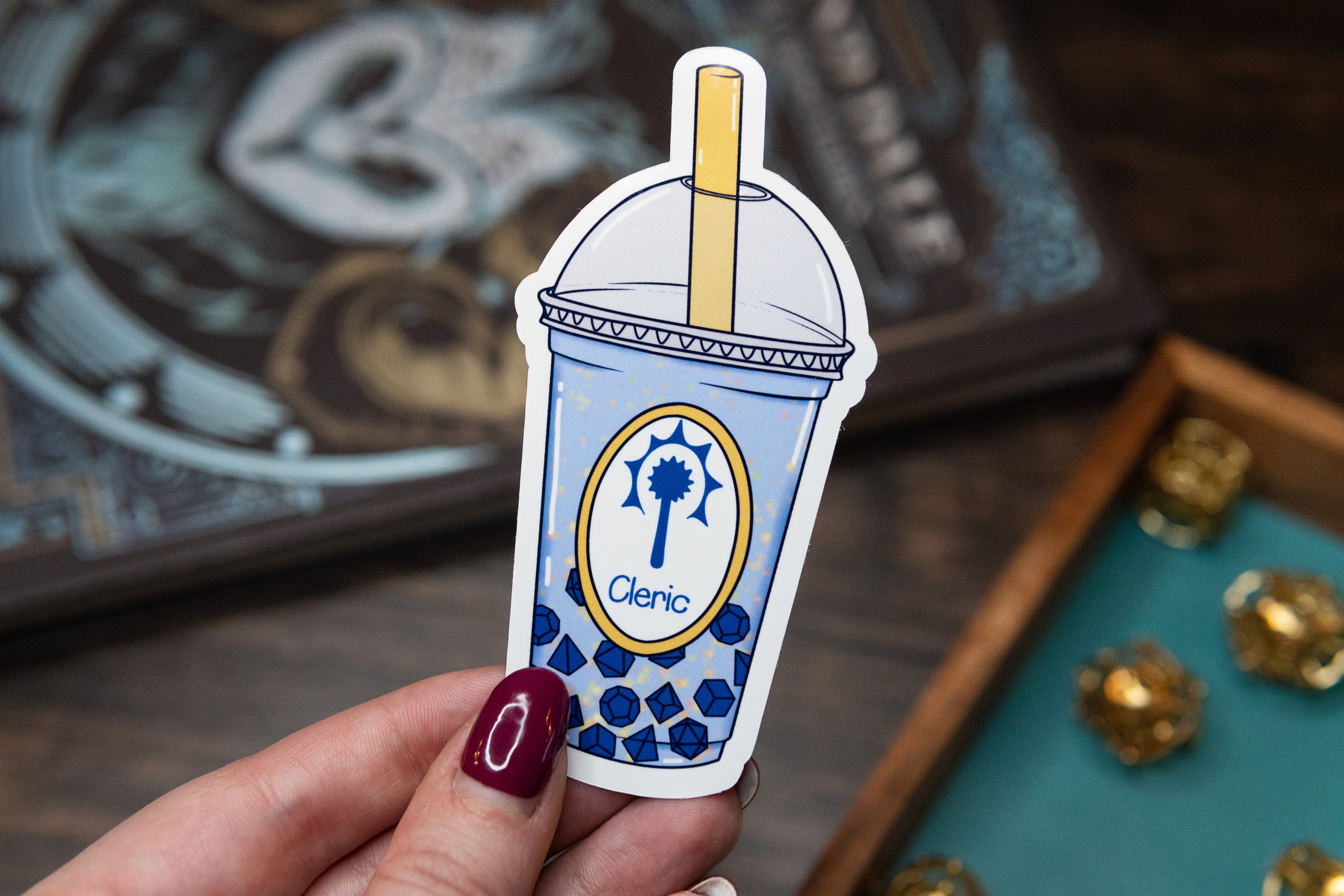 DND Dice Cleric Boba Tea Class Sticker - Etsy