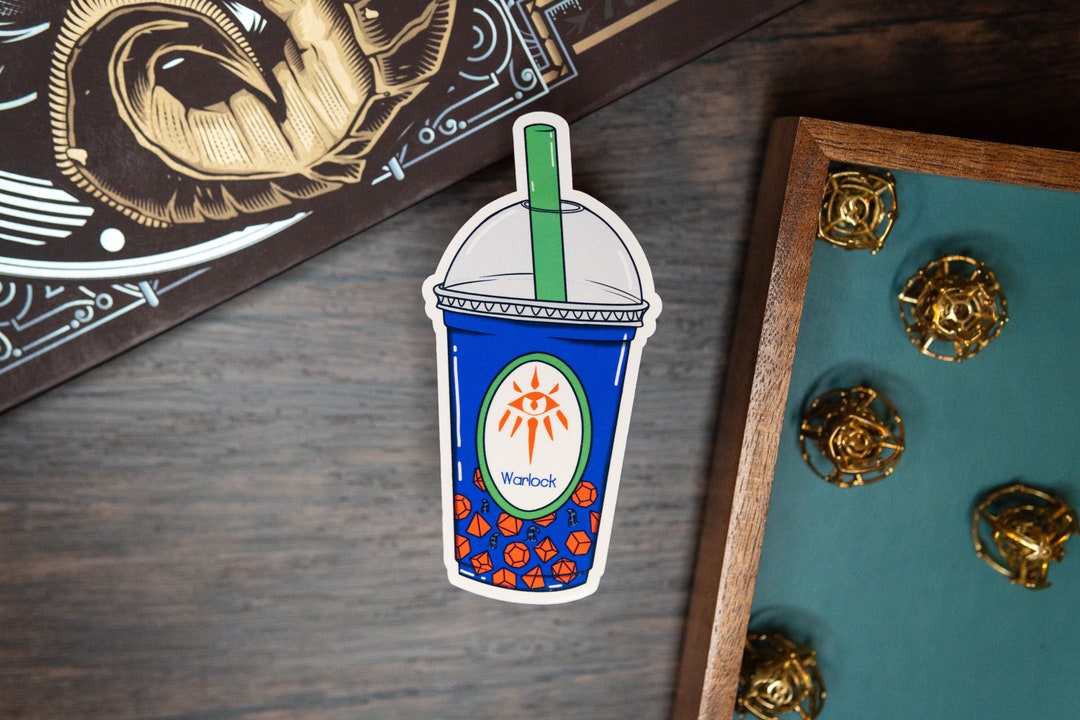 DND Dice Warlock Boba Tea Class Sticker - Etsy