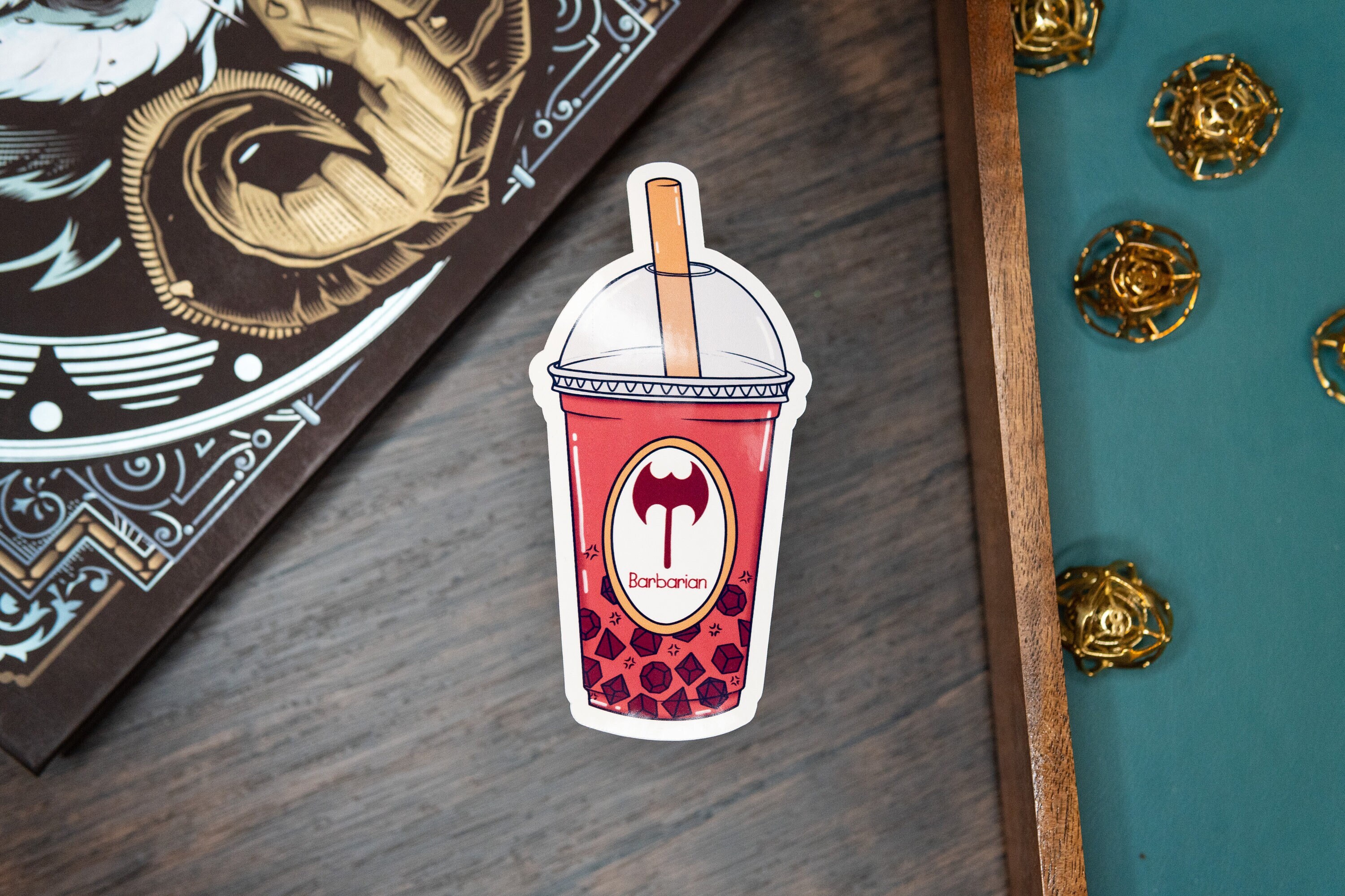 DND Dice Barbarian Boba Tea Class Sticker - Etsy