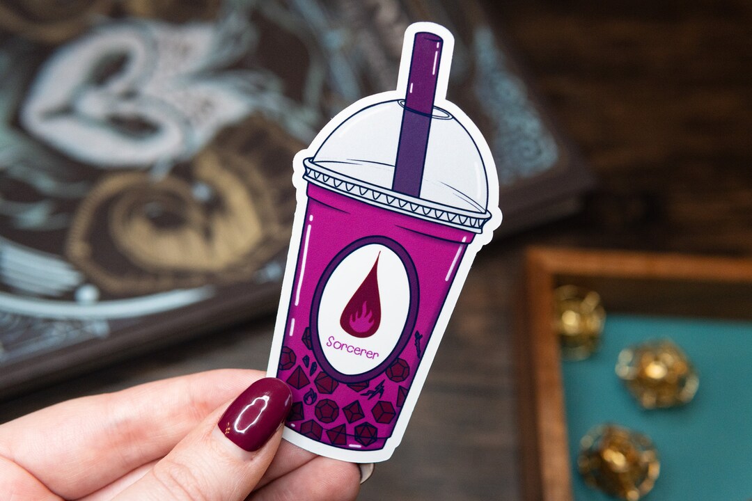 DND Dice Sorcerer Boba Tea Class Sticker - Etsy