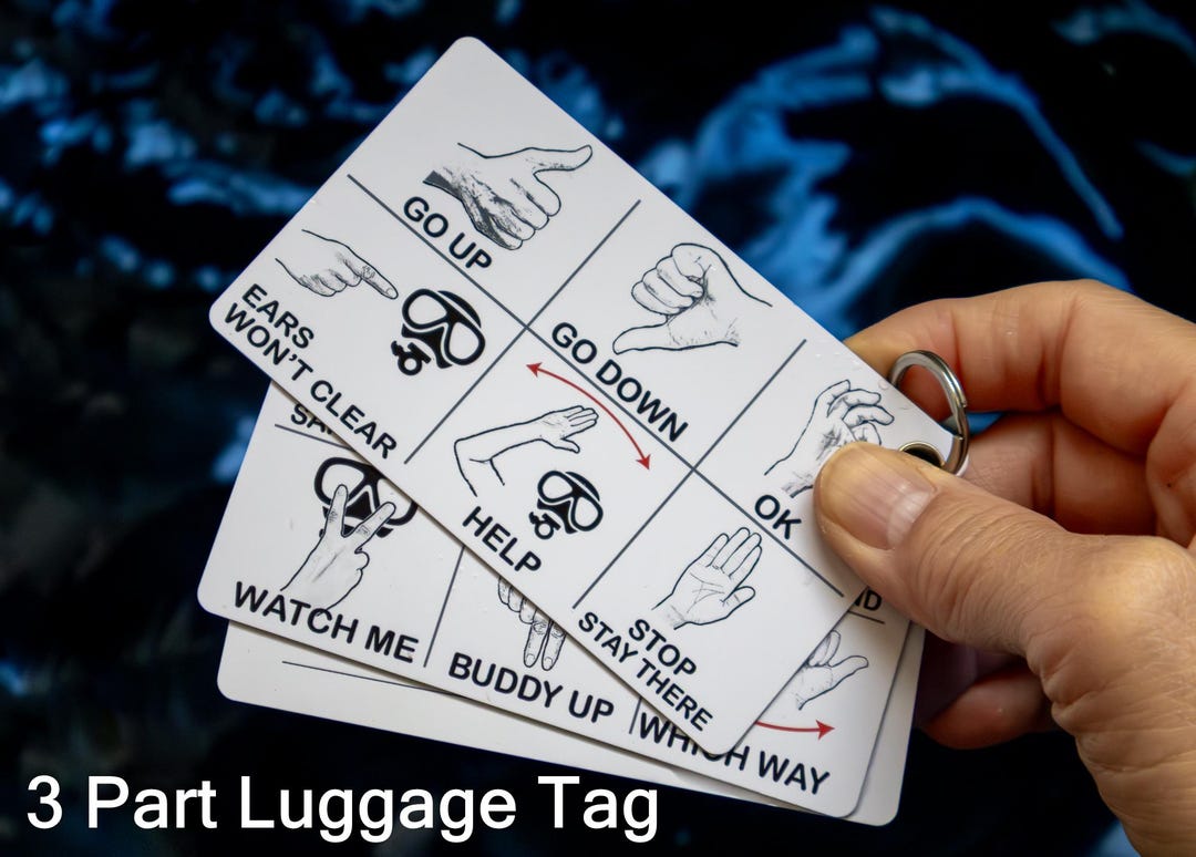 Submersible Scuba Diving Hand Signal Cheat Sheet Luggage Tag W ...