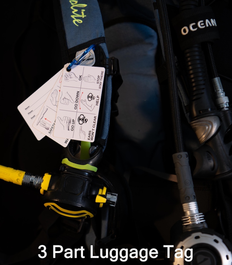 Submersible Scuba Diving Hand Signal Cheat Sheet Luggage Tag W ...