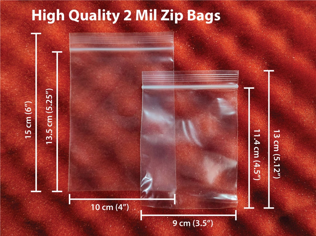 2 MIL Clear Plastic Zipper Bags, Reclosable Top Lock, Small Baggies ...