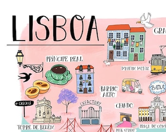 LISBON City Map Portugal PT Town Map Minimalist Map - Etsy