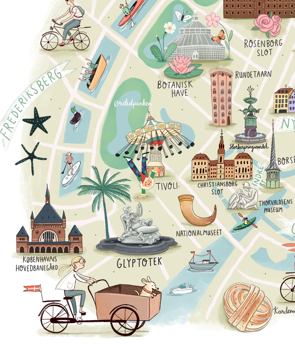 Copenhagen Illustrated Map - Downloadable Art Print City Map - Etsy