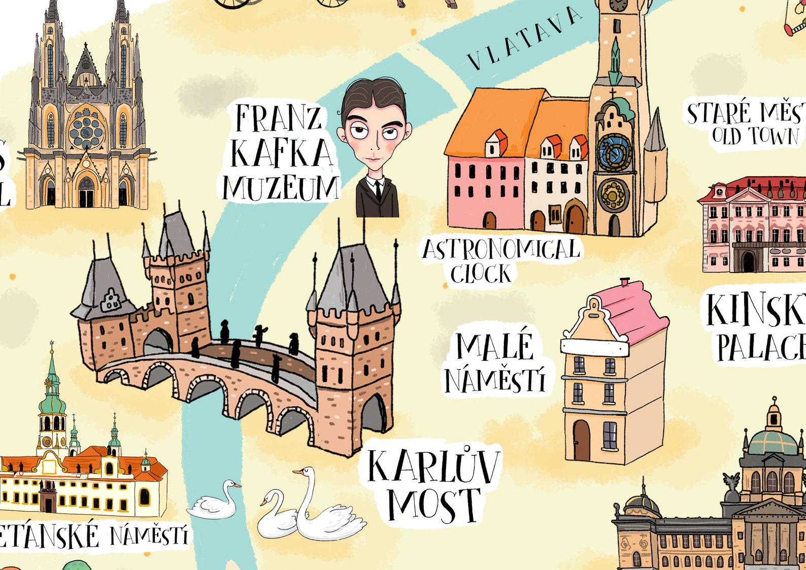 Prague Illustrated Map - Etsy