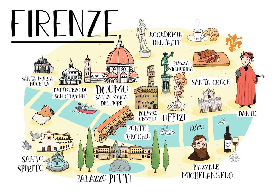 Florence Illustrated Map - Etsy