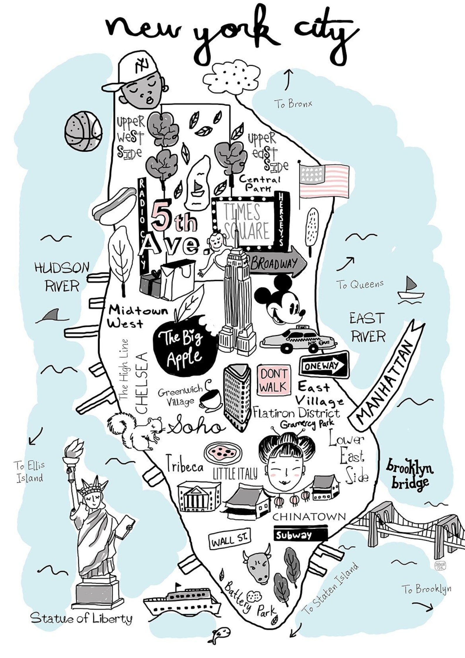 New York City Illustrated Map - Etsy