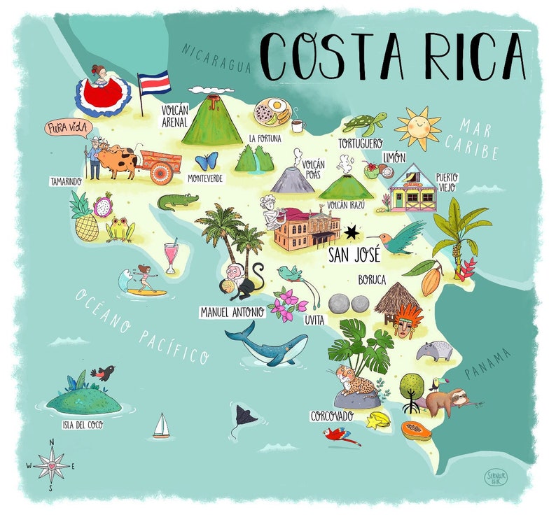 simple map of costa rica
