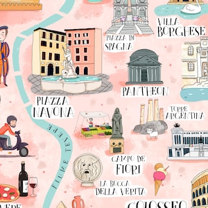 Rome Illustrated Map - Etsy