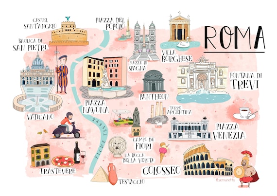 Rome Illustrated Map | Etsy
