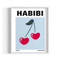 Habibi My Love in Arabic Digital Download Wall Print Red White Large ...