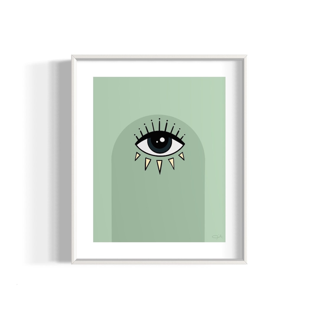 Evil Eye Art Print, Blue Eye Hamsa Nazar Hasad Art Illustration ...