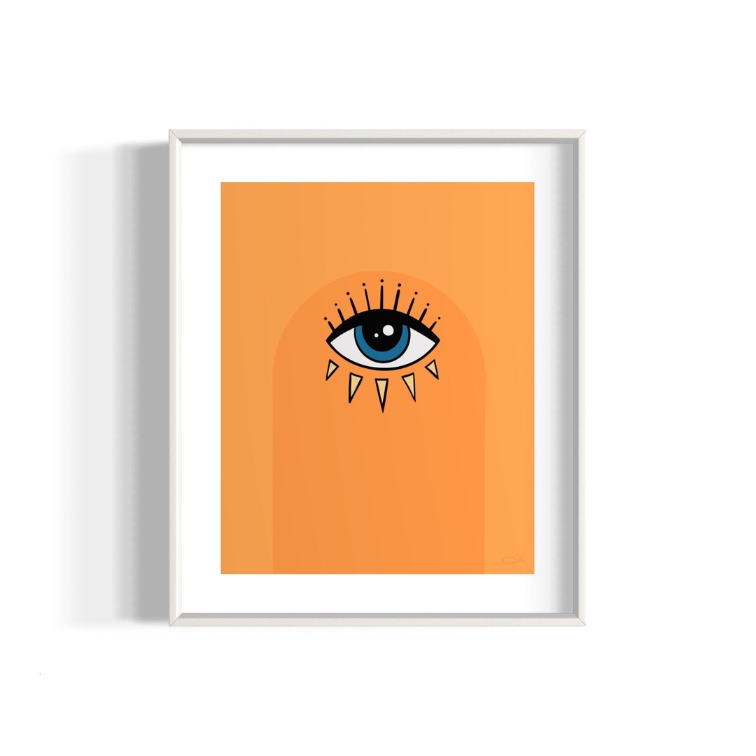 Evil Eye Art Print, Blue Eye Hamsa Nazar Hasad Art Illustration ...