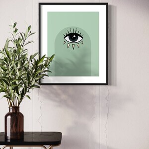 Evil Eye Art Print, Blue Eye Hamsa Nazar Hasad Art Illustration ...