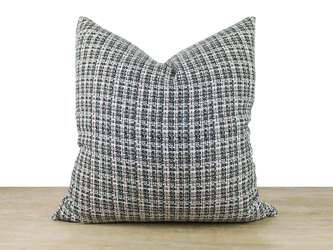 Green & White Tweed Pillow | Spanish Tweed Fabric in Vibrant Colors ...