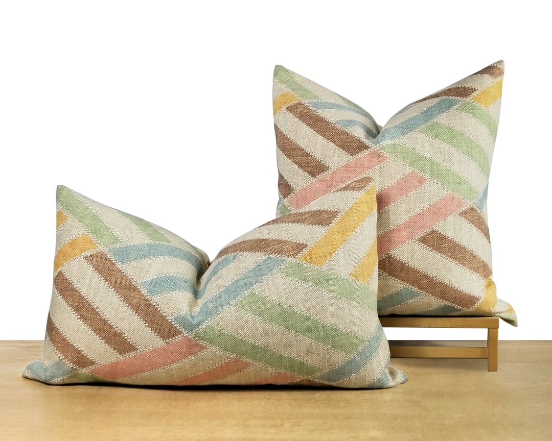 Retro Multi-colored Pillow Cover | Multicolor Throw Pillow | Muted ...