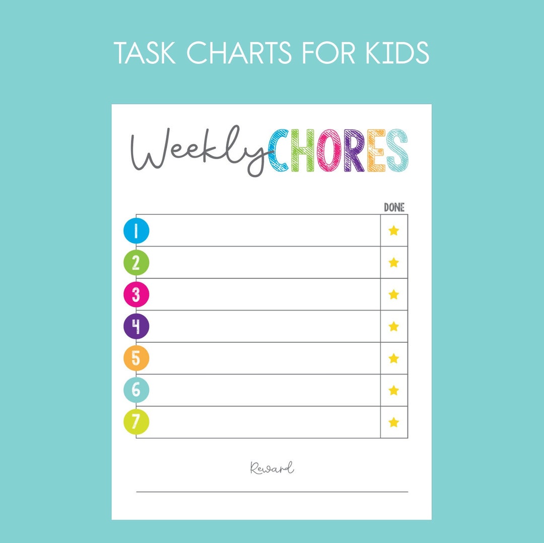 WEEKLY CHORES - Kids Chart - Etsy