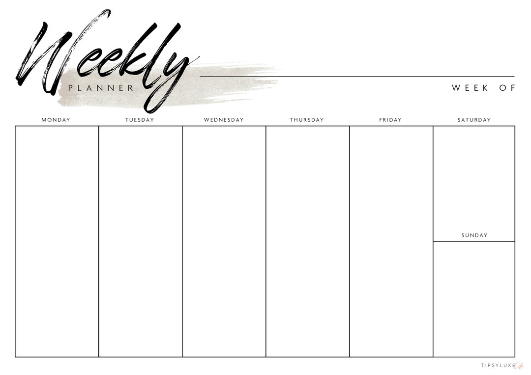 WEEKLY PLANNER - Printable Download - Simple Modern Design - Etsy